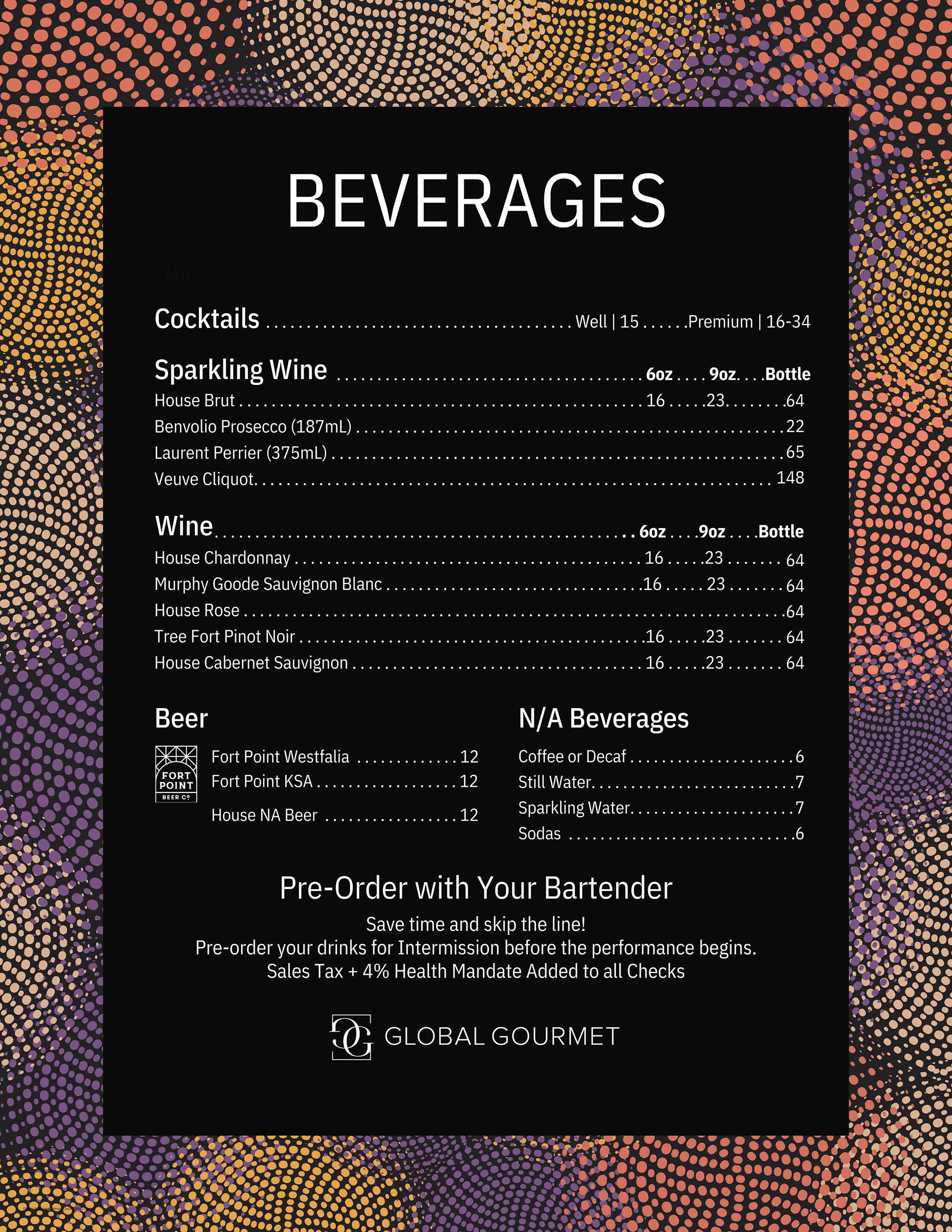 San Francisco Symphony - Global Gourmet Menu